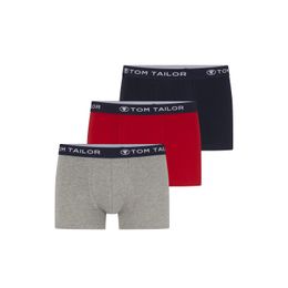 Tom Tailor Herren Kurze Boxershorts im 3er-Pack, rot, Uni, Gr. S/4