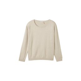 Tom Tailor Damen Basic Rundhals Pullover, weiß, Uni, Gr. XXL