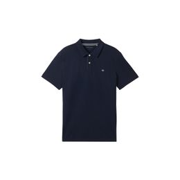 Tom Tailor Herren Basic Poloshirt, blau, Uni, Gr. XL