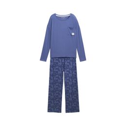 Tom Tailor Damen Gemusterter Pyjama, blau, Muster, Gr. S/36