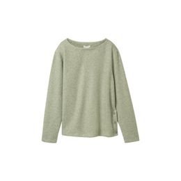 Tom Tailor Damen Soft-Touch Sweatshirt mit Knopf-Details, gr&uuml;n, Meliert, Gr. XS