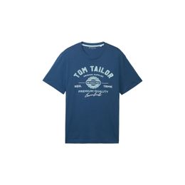 Tom Tailor Herren T-Shirt mit Logo Print, blau, Logo Print, Gr. XXL