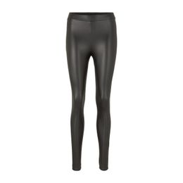 Tom Tailor Denim Damen Leggings in Lederoptik, schwarz, Uni, Gr. XS