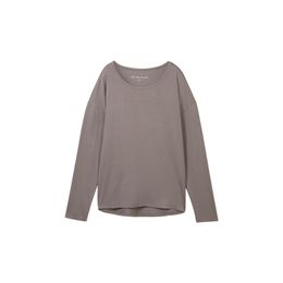 Tom Tailor Damen Loungewear Langarmshirt, grau, Uni, Gr. S/36