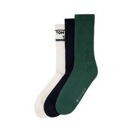 Tom Tailor Herren Socken im 3er-Set, blau, mehrfarbiges Muster, Gr. 43-46