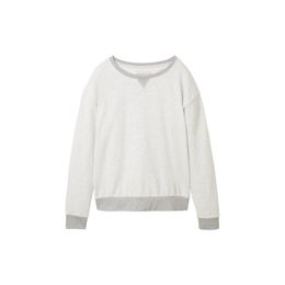 Tom Tailor Damen Sweatshirt in Melange Optik, weiß, Melange Optik, Gr. S/36