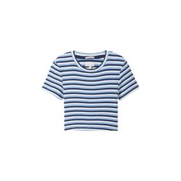 Tom Tailor Mädchen Cropped T-Shirt mit recyceltem Polyester, blau, Streifenmuster, Gr. 176