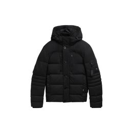 Tom Tailor Herren Pufferjacke mit abnehmbarer Kapuze, schwarz, Uni, Gr. XXL