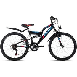 KS-Cycling Jugendfahrrad KS CYCLING "Zodiac" Fahrräder Gr. 38 cm, 24 Zoll (60,96 cm), schwarz (schwarz, rot, schwarz) Kinder für Herren, Kettenschaltung