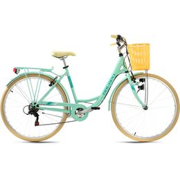 KS-Cycling Cityrad KS CYCLING "Cantaloupe" Fahrräder Gr. 48 cm, 28 Zoll (71,12 cm), grün (mint, mint) für Damen, Kettenschaltung