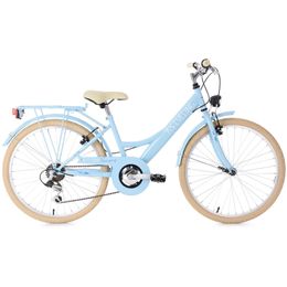 KS-Cycling Jugendfahrrad KS CYCLING "Toscana" Fahrräder Gr. 36 cm, 24 Zoll (60,96 cm), blau (hellblau, hellblau) Kinder für Damen, Kettenschaltung