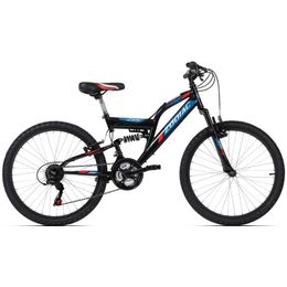 KS-Cycling Jugendfahrrad KS CYCLING "Zodiac" Fahrräder Gr. 38 cm, 24 Zoll (60,96 cm), schwarz (schwarz, rot, schwarz) Kinder für Herren, Kettenschaltung