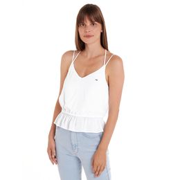 Blusentop Tommy Jeans "TJW ESSENTIAL STRAPPY TOP" Gr. XL (42), weiß (white) Damen Blusen mit Tommy Jeans Logo