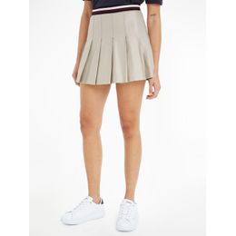 Minirock Tommy Hilfiger "GLOBAL STP PLEATED SHORT SKIRT" Gr. 40, beige (classic_beige) Damen Röcke