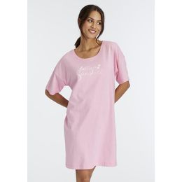 Vivance Dreams Sleepshirt pink Gr. 32/34 für Damen. Rundhals und Print. Nachhaltig.