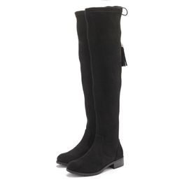 Lascana Overkneestiefel schwarz Gr. 42 für Damen. Mit Zierschnürung