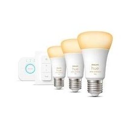 Philips Hue White Ambiance E27 1100lm Bluetooth Starter Kit - 3 Lampen, Bridge, Dimmschalter - Weiß