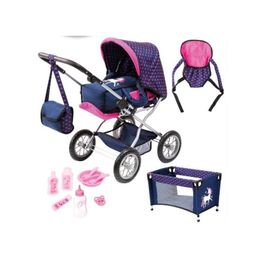 BAYER DESIGN Doll's Pram Combi Grande Set - Blue/Pink (15054AB)