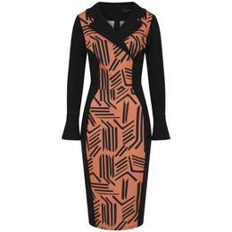 HotSquash Kleid Damen Gr&ouml;&szlig;e 36 dunkelorange / schwarz Winterkleid