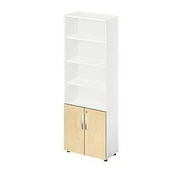 Schäfer Shop Schäfer Shop Select Kombischrank LOGIN, oben 4 Regale, unten 2 Ordnerhöhen mit Türen, B 800 x T 420 x H 2240 mm, weiß/Ahorn Dekor