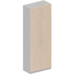 Schäfer Shop Schäfer Shop Genius Garderobenschrank TETRIS SOLID, 6 Ordnerhöhen, 1 Fachboden, Kleiderstange, abschließbar, B 800 x T 412 x H 2239 mm, weißalu/Ahorn