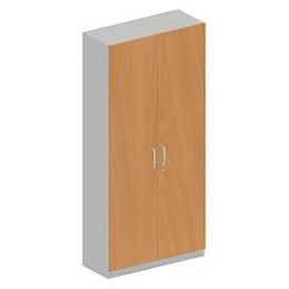 Schäfer Shop Schäfer Shop Genius Garderobenschrank TETRIS SOLID, 6 Ordnerhöhen, 1 Fachboden, Kleiderstange, abschließbar, B 1000 x T 412 x H 2239 mm, weißalu/Buche