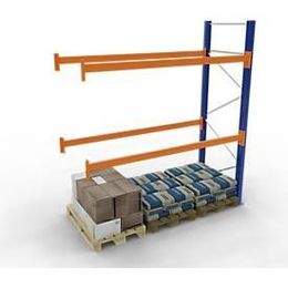 SCHULTE LAGERTECHNIK Palettenregal, Anbauregal, B 2786 x T 1100 x H 5000 mm, 4 Ebenen, Palettengewicht bis 1000 kg, Feldlast 9000 kg, blau/orange