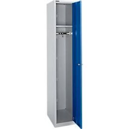 Schäfer Shop Schäfer Shop Select Garderobenschrank, 1 Abteil B 350 mm, 2 Fächer, Hutboden & Kleiderstange, abschließbar, weißalu/enzianblau