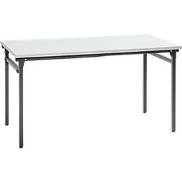 Klapptisch, stabiles 4-Fußgestell mit Spezial-Klappbeschlag, B 1600 x T 800 x H 725 mm, lichtgrau/schwarz