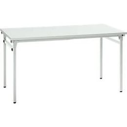 Klapptisch, stabiles 4-Fußgestell mit Spezial-Klappbeschlag, B 1400 x T 700 x H 725 mm, lichtgrau/schwarz