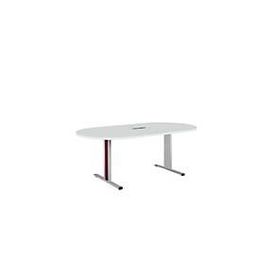 Schäfer Shop Schäfer Shop Select Besprechungstisch Planova Basic, mit Tischanschlussfeld, Oval, T-Fuß, B 2000 x T 1000 x H 717 mm, lichtgrau/weißaluminium RAL 9006