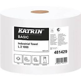 Putzpapier Katrin L2, 2-lagig, Tuchgröße ca. 220 x 360 mm, weiß, 2 Rollen mit jeweils 1000 Tüchern