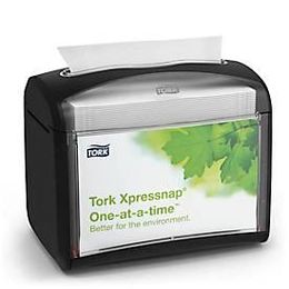 Tork® Serviettenspender Xpressnap Fit® 272611, Einzelblattausgabe, Füllstandanzeige, Werbefläche, L 150 x B 201 x H 155 mm, Kunststoff, schwarz