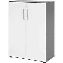 Schränke Breno, 3 OH, abschließbar, 28 kg je Boden, B 800 x T 420 x H 1100 mm, graphit/weiß