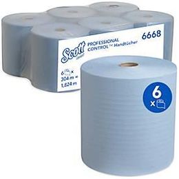 Scott® Rollenpapiertücher 6668, reißfest, 1-lagig, 6 Rollen á 304 m, blau