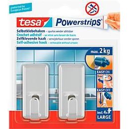 Tesa Powerstrips Haken Large, eckig, chrom