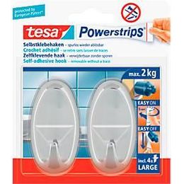 Tesa Powerstrips Haken Large, oval, chrom