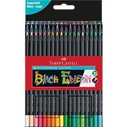 Buntstifte Faber-Castell Black Edition, schwarzes Holz, Dreikantform, farbsortiert, 36er Etui