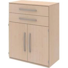 Highboard BARI, 3 OH, 2 Schubkästen, 2 Türen, 1 Boden, B 819 x T 430 x H 1117 mm, Ahorn-Dekor