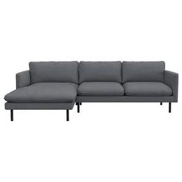 Ecksofa FLEXLUX "Bolzano" Sofas Gr. B/H/T: 261cm x 61cm x 165cm, Bouclé, Chaiselongue links, blau (navy blau) Sitzaufbau mit Kaltschaum & Stahl-Wellen, loose Sitz -& Rückenkissen