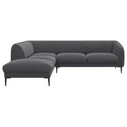 Ecksofa FLEXLUX "Belle Designsofa, L-Form, B/T 268/209 cm" Sofas Gr. B/H/T: 268cm x 74cm x 209cm, Chenille, lange Ottomane links, grau (dervit grau) Skandinavisches Design, In hochwertiger Verarbeitung