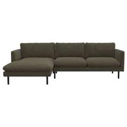 Ecksofa FLEXLUX "Bolzano" Sofas Gr. B/H/T: 261cm x 61cm x 165cm, Lederoptik, Chaiselongue links, braun (camel brown) Sitzaufbau mit Kaltschaum & Stahl-Wellen, loose Sitz -& Rückenkissen