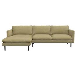 Ecksofa FLEXLUX "Bolzano" Sofas Gr. B/H/T: 261cm x 61cm x 165cm, Bouclé, Chaiselongue links, gelb (mustard yellow) Sitzaufbau mit Kaltschaum & Stahl-Wellen, loose Sitz -& Rückenkissen