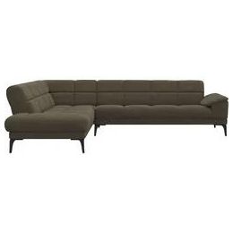 Ecksofa FLEXLUX "Viale L-Form, mit attraktiver und aktueller Rückensteppung" Sofas Gr. B/H/T: 284cm x 218cm x 74cm, Lederoptik, Schenkel links, braun (camel braun) Ecksofa Sitzaufbau mit hochwertigem Kaltschaum für mehr Sitzkomfort