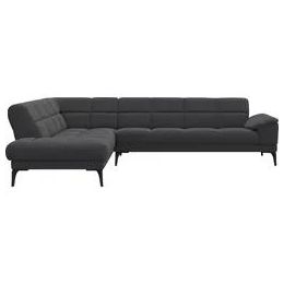 Ecksofa FLEXLUX "Viale L-Form, mit attraktiver und aktueller Rückensteppung" Sofas Gr. B/H/T: 284cm x 218cm x 74cm, Lederoptik, Schenkel links, grau (shark grau) Ecksofa Sitzaufbau mit hochwertigem Kaltschaum für mehr Sitzkomfort