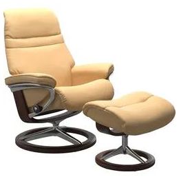 Relaxsessel stressless "Sunrise", gelb, Material Bezug, Ausführung Funktion, Maße B/H/T, Leder BATICK: BATICK ist ein leicht korrigiertes, durchgefärbtes und genarbtes Möbelleder, bei dem die meisten Unebenheiten und Spuren in der Regel entfernt wurden., Leder PALOMA: PALOMA ist ein durchgefärbtes Semianilin-Möbelleder mit natürlicher Narbung., ROHLEDER Stoff Q2 FARON: Ein fester zuverlässiger Bou