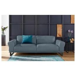 2,5-Sitzer W.Schillig "montanaa" Sofas Gr. B/H/T: 232cm x 78cm x 94cm, Longlife Xtra-Leder Z69, blau (blau z69) mit Metallkufen in Schwarz pulverbeschichtet, Breite 232 cm