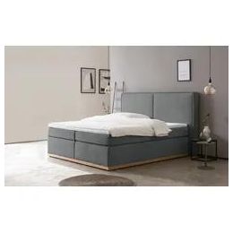 Boxspringbett Home Affaire "SHERWOOD Hotelbett, Polsterbett" Komplettbetten Gr. Cord, Liegefläche B/L: 180cm x 200cm Betthöhe: 63cm, H2/H3, Taschen-Federkernmatratze, grau (anthrazit) Boxspringbett Hochwertiger Cord,weiche Velours-Struktur, mit Topper, Eiche