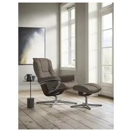 Relaxsessel stressless "Mayfair" Sessel Gr. Leder BATICK, Cross Base Braun, Relaxfunktion-Drehfunktion-PlusTMSystem-Gleitsystem-BalanceAdaptTM, B/H/T: 79cm x 102cm x 73cm, braun (mole batick) mit Cross Base, Größe S, M & L, Holzakzent Braun