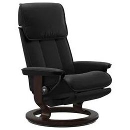 Relaxsessel stressless "Admiral" Sessel Gr. Leder BATICK, PowerTM Leg & Back-ohne Akku-Classic Base Braun, B/H/T: 87 cm x 101 cm x 78 cm, schwarz (black batick) verstellbar, optional 2-motorisch, Größe M & L, Gestell Braun